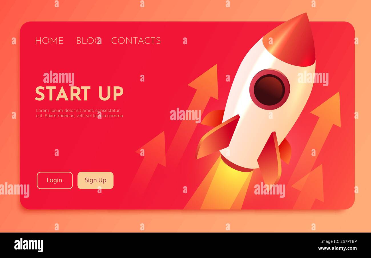 Launching startup, new business concept, rocket launch. Vector ...