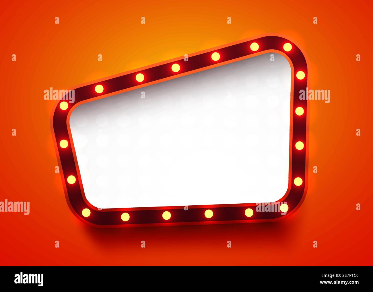 Retro light sign. Signboard with lamps border. Vintage style banner ...