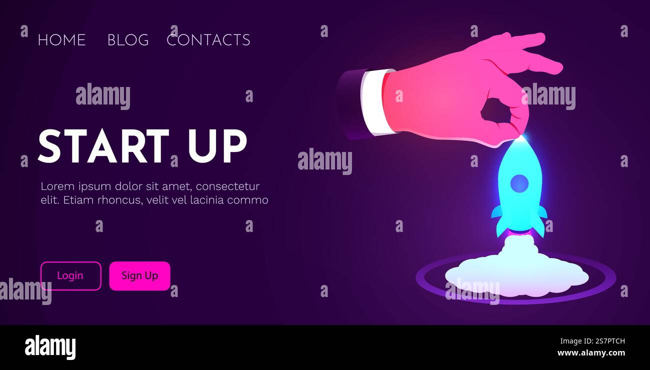 Launching startup, new business concept, rocket launch. Vector ...