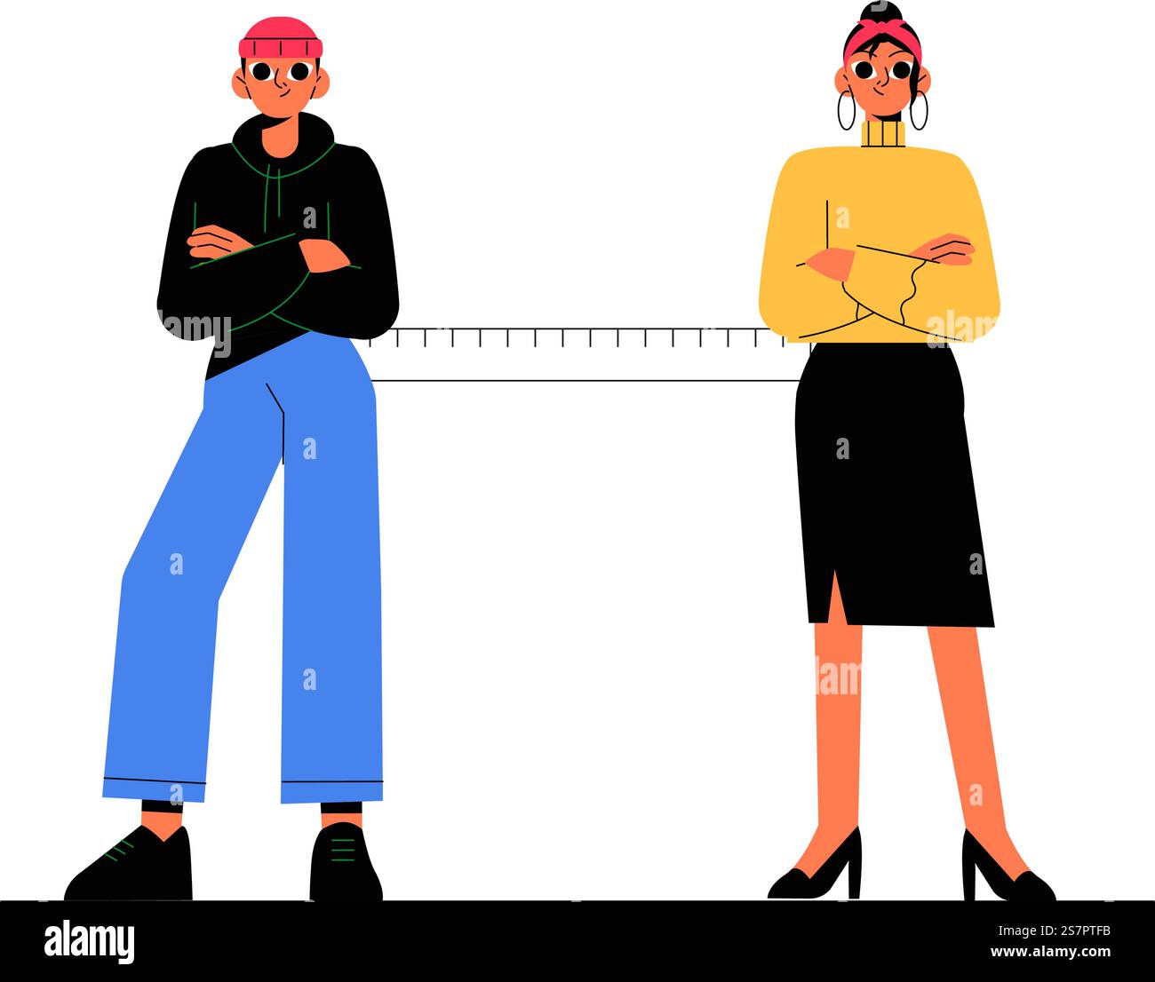 Man And Woman In Flat Vector Illustration Symbolizing Conflict ...