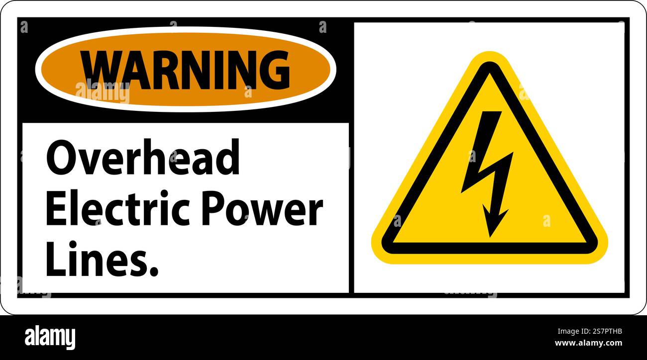 Warning Sign Overhead Electric Power Lines Stock Vector Image & Art - Alamy