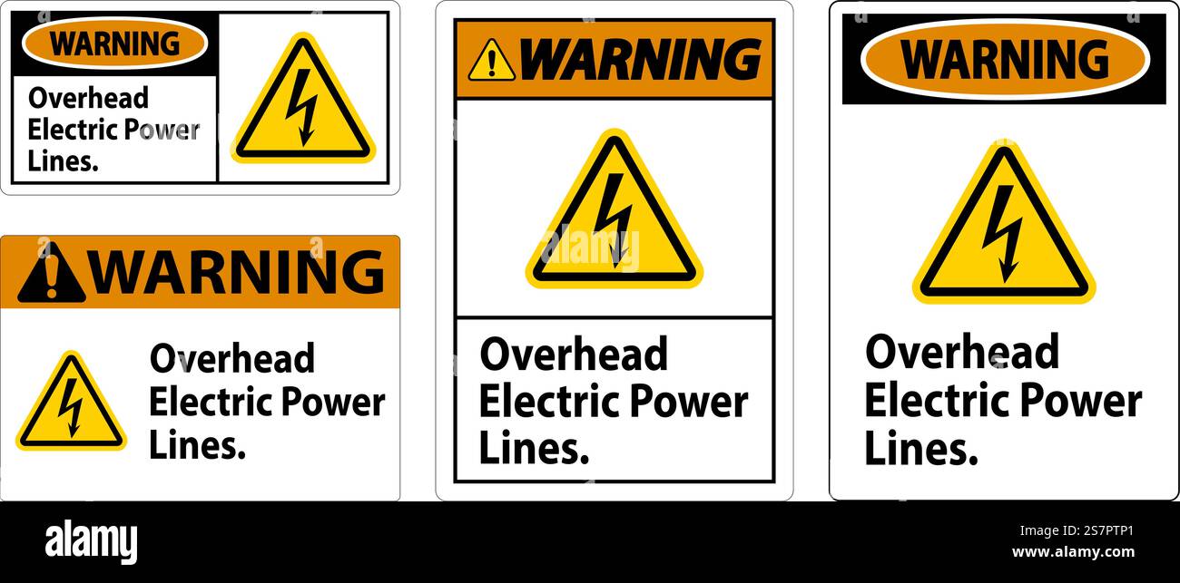 Warning Sign Overhead Electric Power Lines Stock Vector Image & Art - Alamy