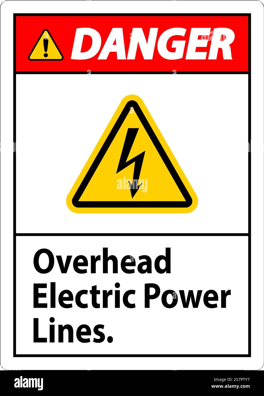 Danger Sign Overhead Electric Power Lines Stock Vector Image & Art - Alamy