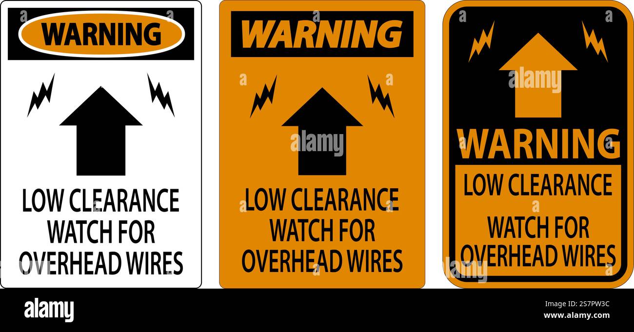 Warning Sign Low Clearance, Watch For Overhead Wires Stock Vector Image ...