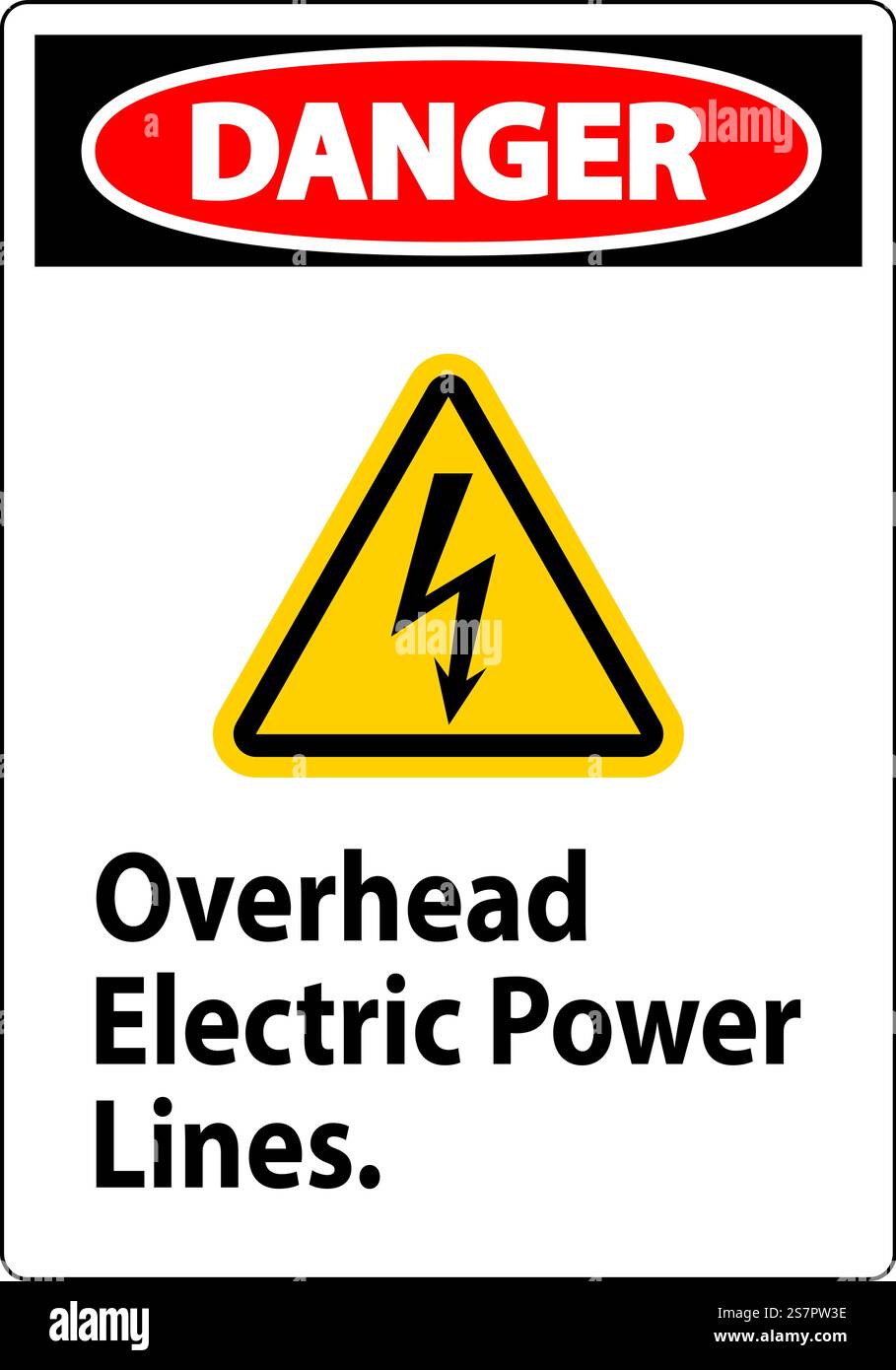 Danger Sign Overhead Electric Power Lines Stock Vector Image & Art - Alamy