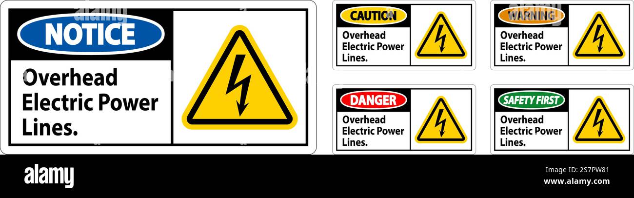 Danger Sign Overhead Electric Power Lines Stock Vector Image & Art - Alamy