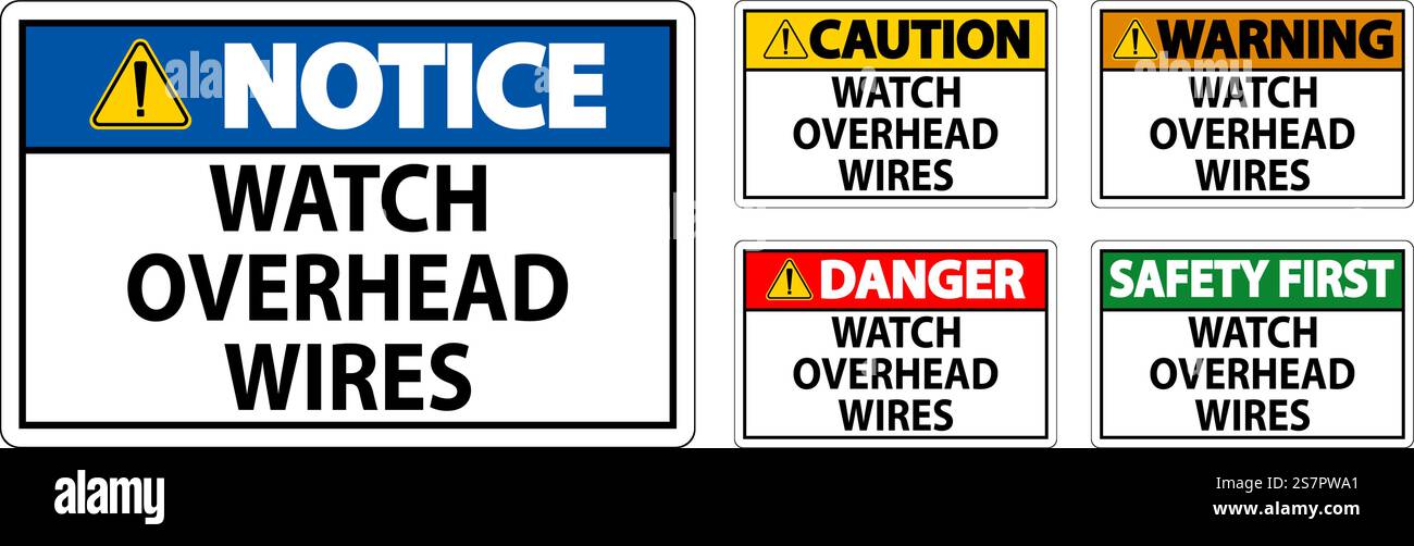 Caution Sign Watch Overhead Wires Stock Vector Image & Art - Alamy