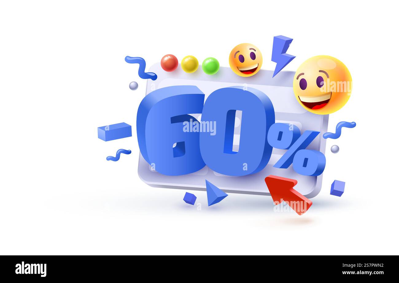 Special 60 off sale banner, promotion flyer, marketing label. Vector ...