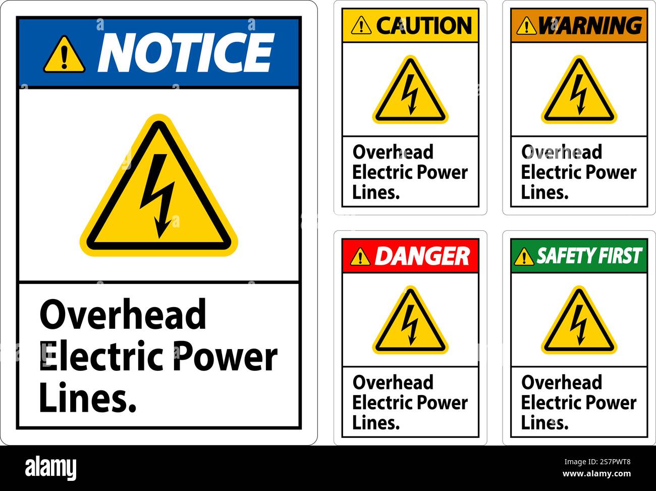Danger Sign Overhead Electric Power Lines Stock Vector Image & Art - Alamy