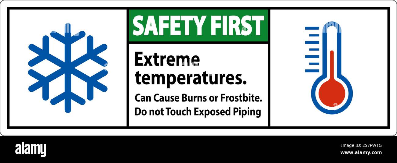 Safety First Sign Extreme Temperatures, Can Cause Burns or Frostbite ...