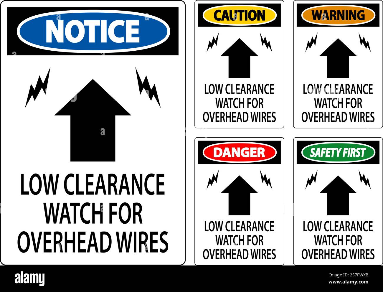 Caution Sign Low Clearance, Watch For Overhead Wires Stock Vector Image ...