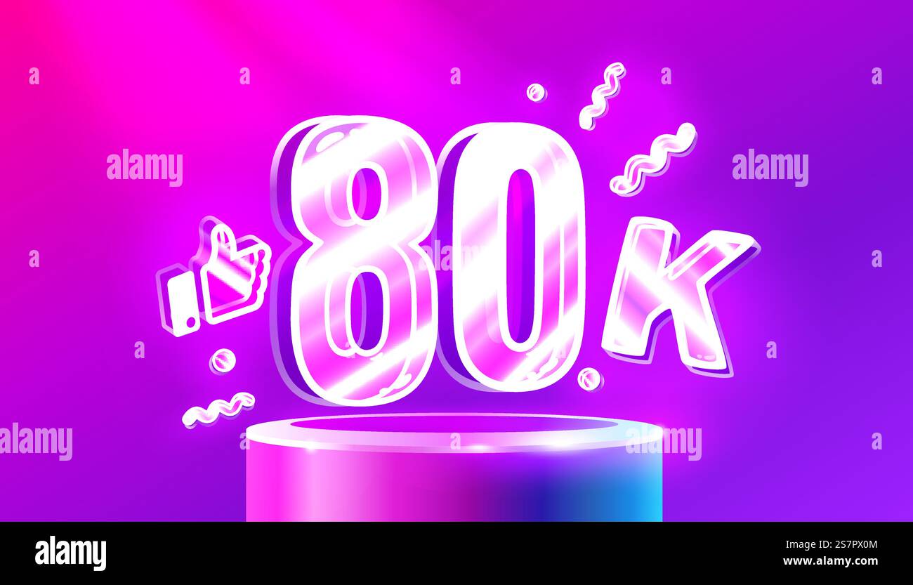 Thank you 80k followers, peoples online social group, happy banner ...