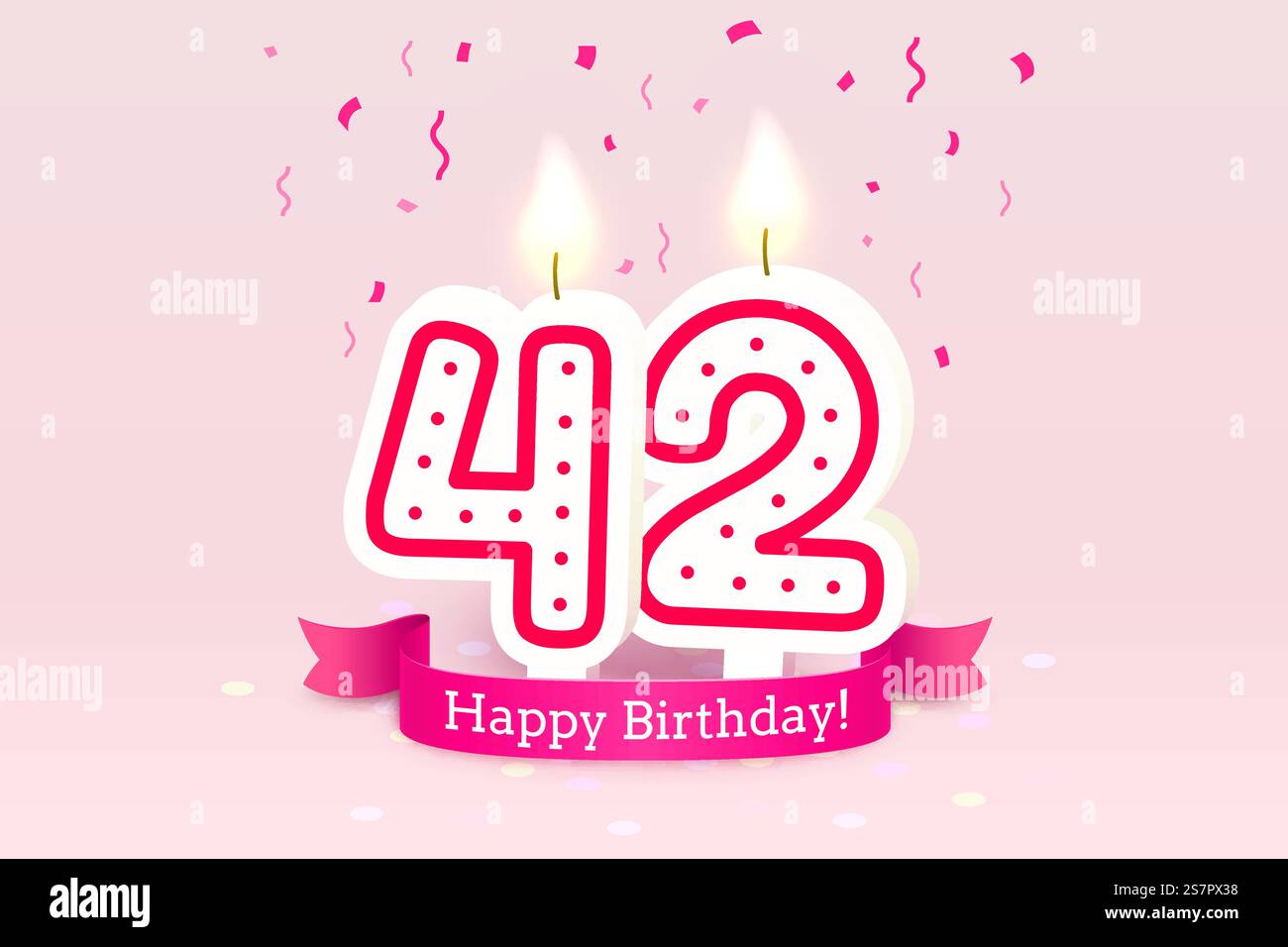 Happy Birthday years. 42 anniversary of the birthday, Candle in the ...