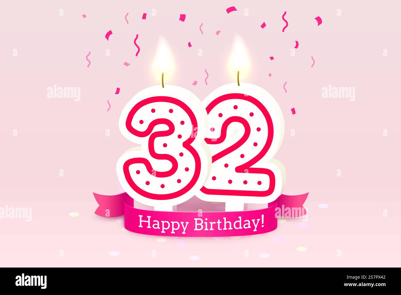 Happy Birthday years. 32 anniversary of the birthday, Candle in the ...