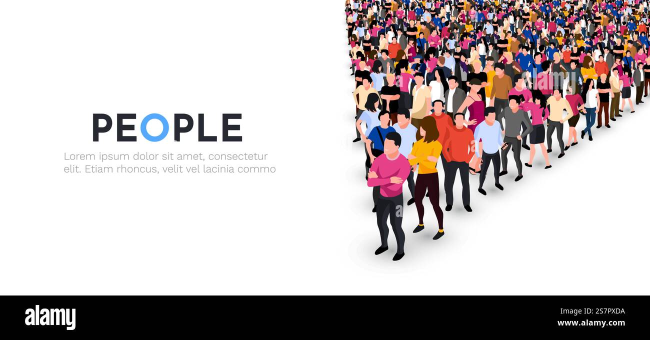 Large group of people on white background. People crowd concept. Vector ...
