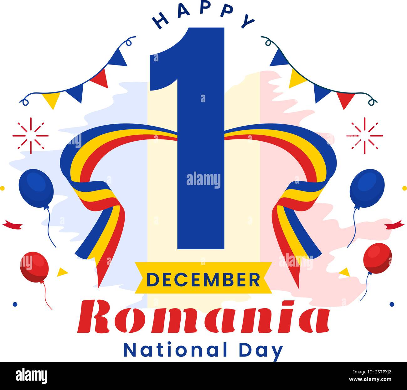 Romania National Day Vector Illustration on 1st December with Waving ...