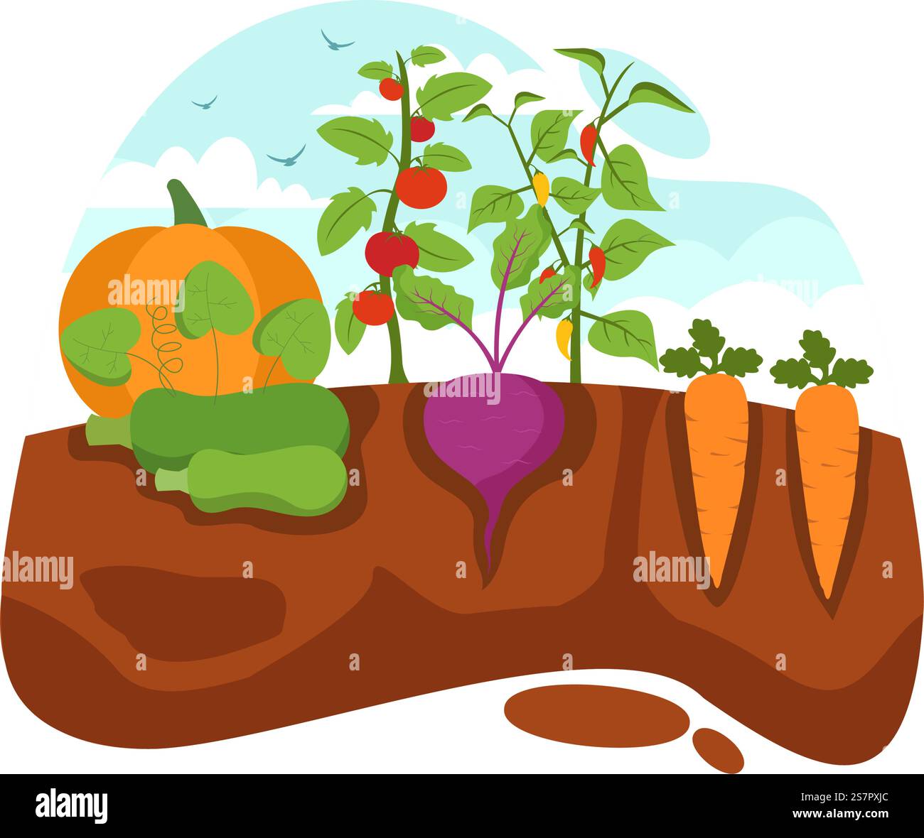 Growing Vegetables Vector Illustration with Harvest, Farming Various ...
