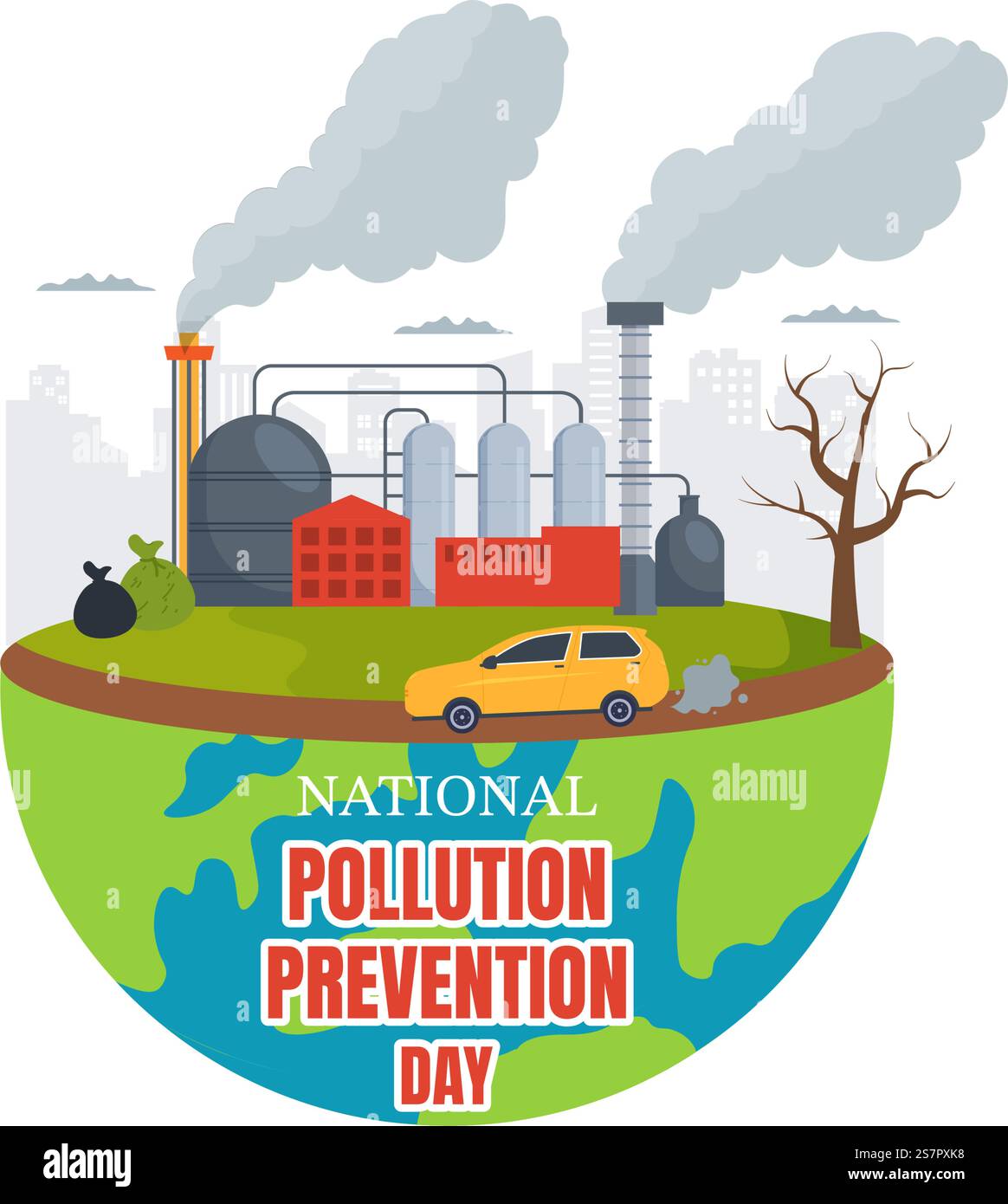 National Pollution Prevention Day Vector Illustration on 2 December for ...