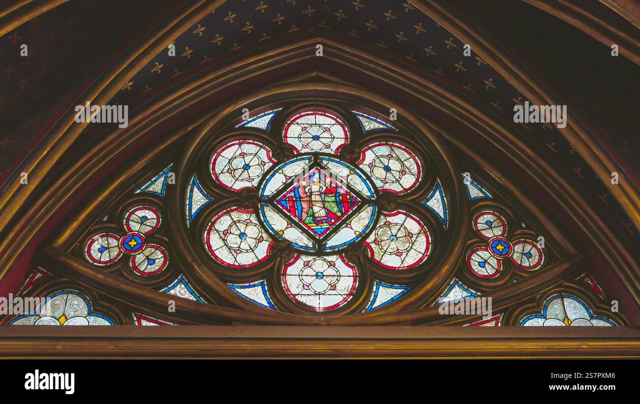 small stained glass window at sainte-chapelle Stock Photo - Alamy
