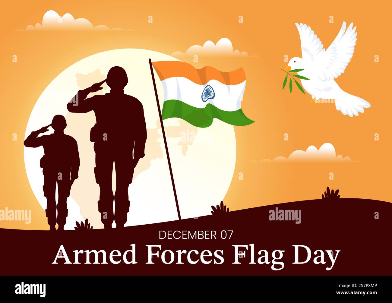 Indian Armed Forces Flag Day Vector Illustration with India and Army Flags in National Holiday ...