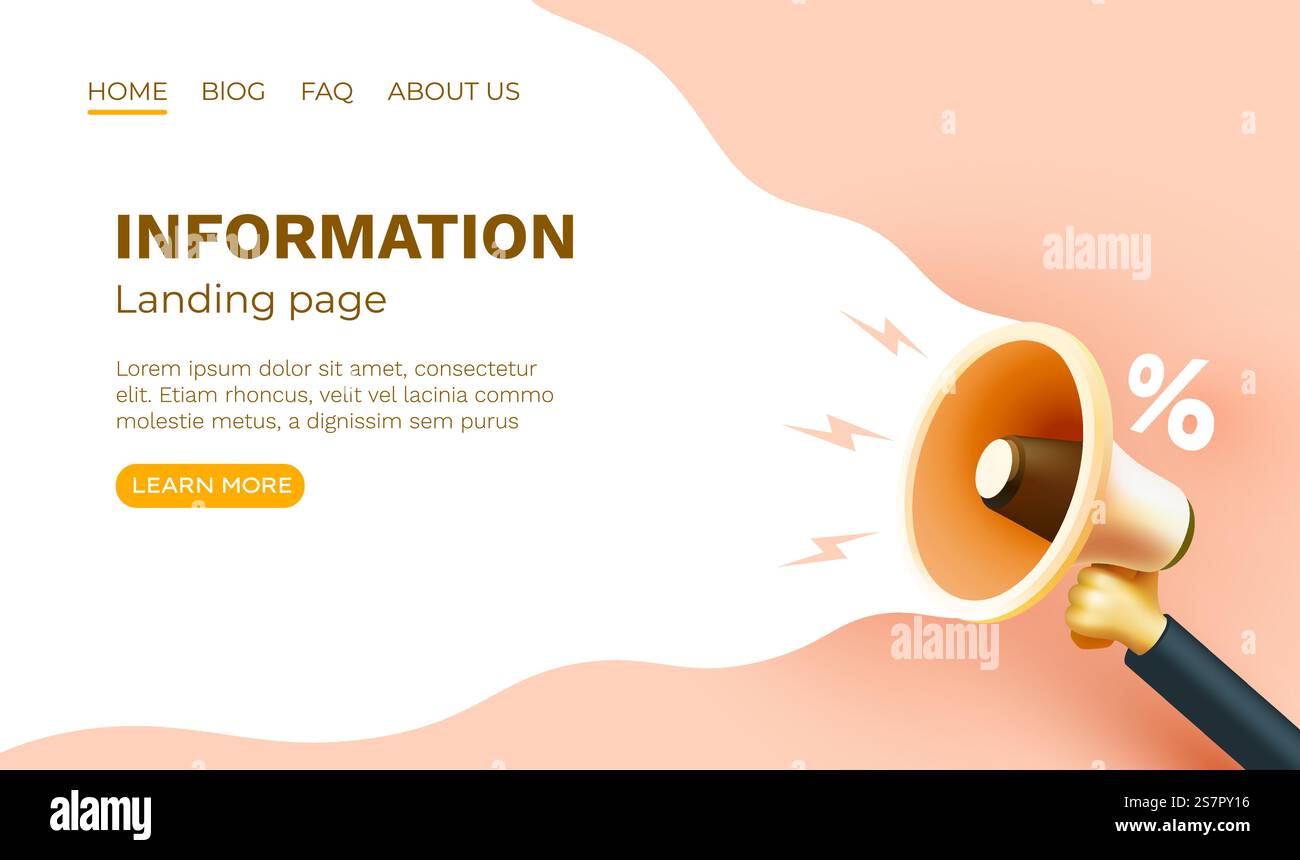 Megaphone landing page banner information, business communication ...