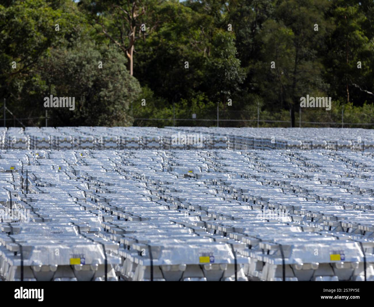 Newcastle, Australia. 20th Jan, 2025. Aluminium stored at Tomago ...
