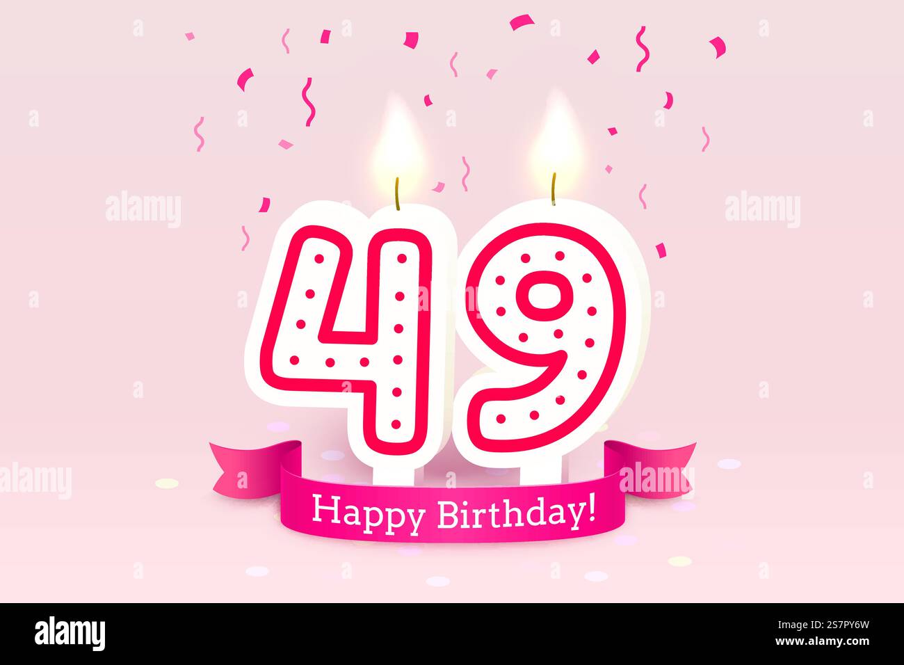 Happy Birthday years. 49 anniversary of the birthday, Candle in the ...