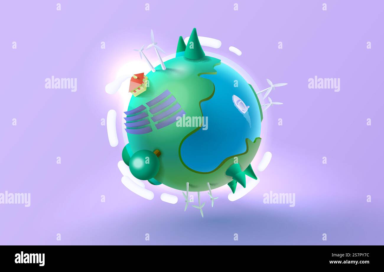 Ecology energy planet earth, eco electricity banner. Vector ...