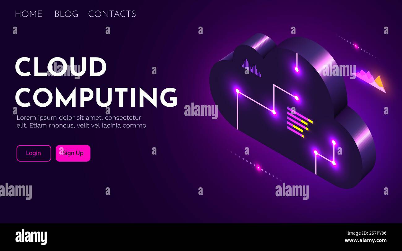 Cloud computing. Modern futuristic design. Landing page template. Cloud computing. Modern ...