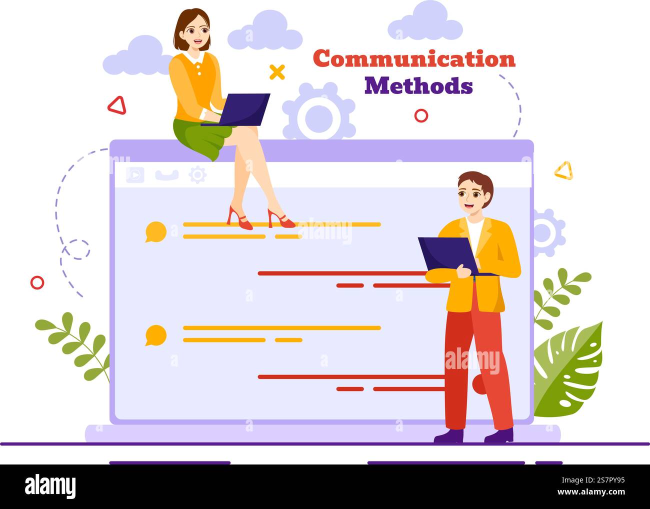 Communication Methods Vector Illustration with Team Referral Marketing ...