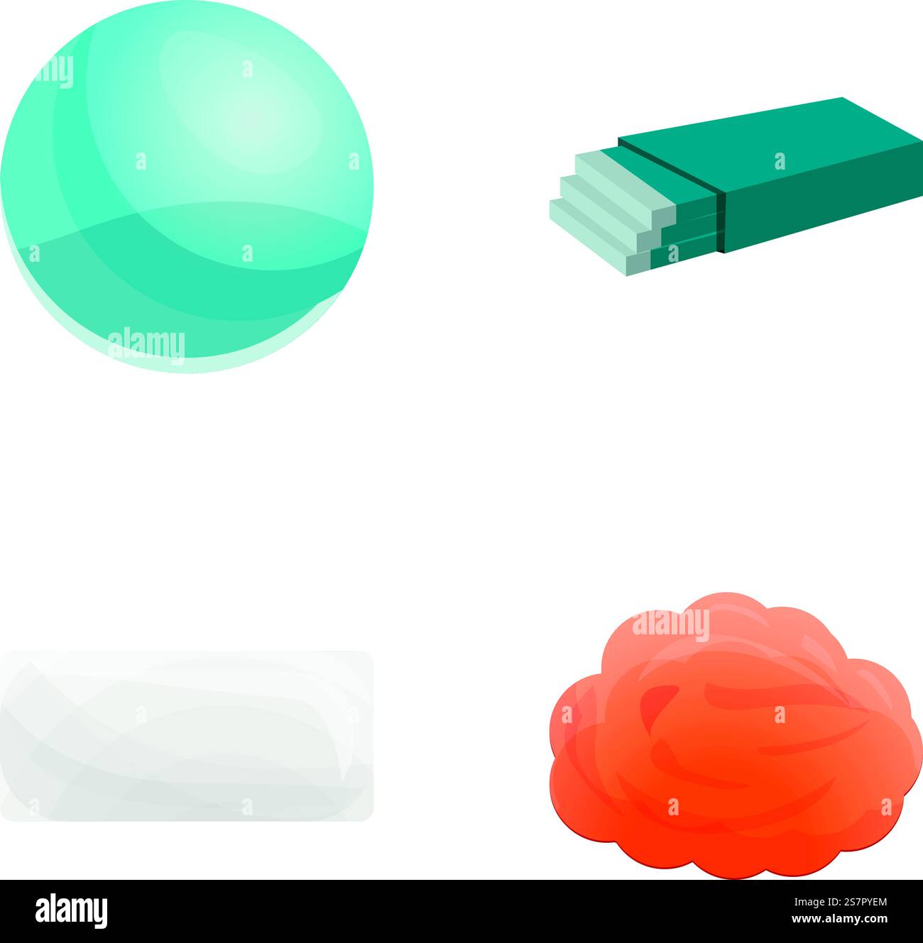 Bubble gum icons set cartoon vector. Colorful fruit gum. Sweet food ...