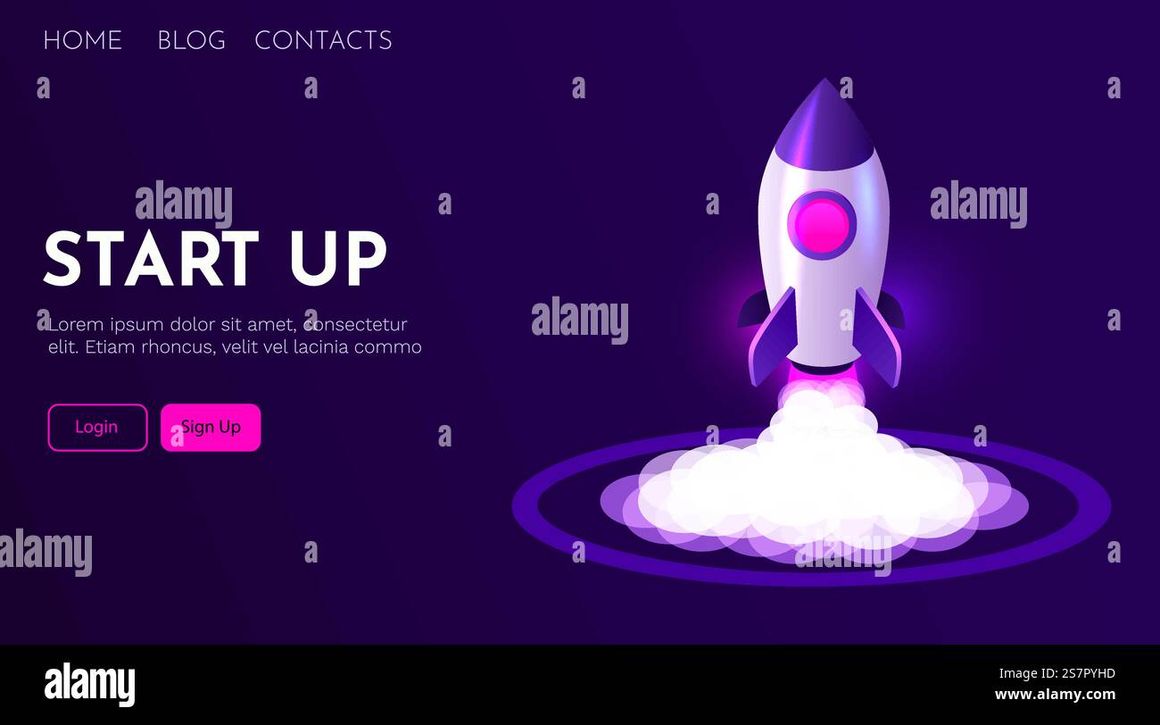 Launching startup, new business concept, rocket launch. Vector ...