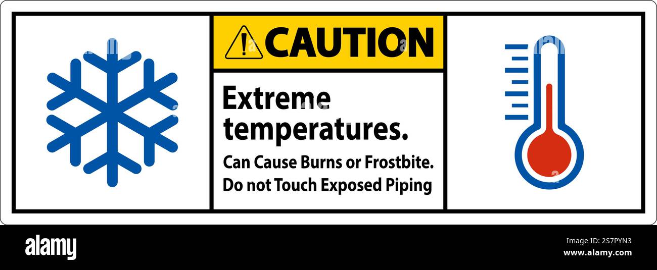 Caution Sign Extreme Temperatures, Can Cause Burns or Frostbite, Do not ...