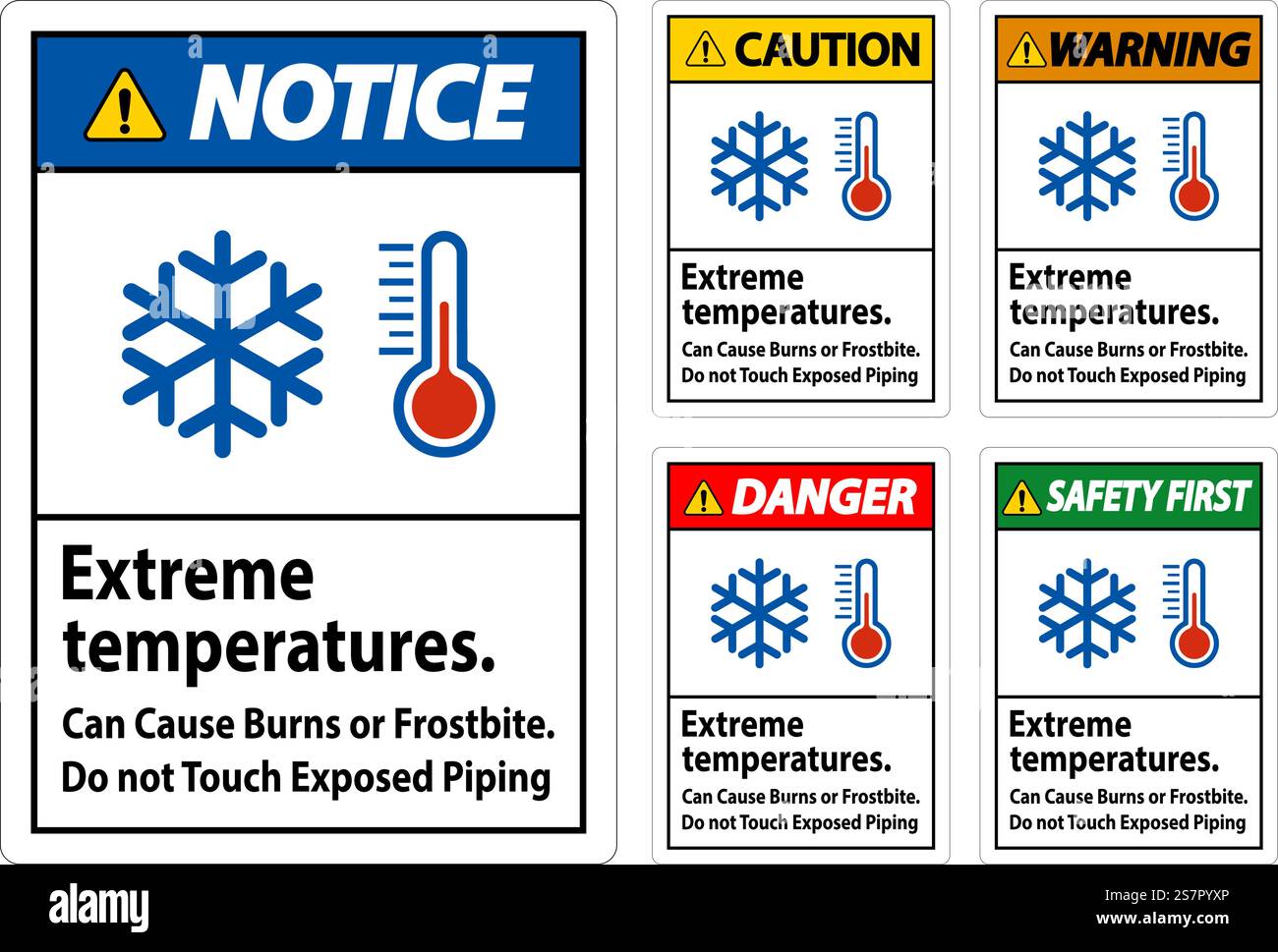 Caution Sign Extreme Temperatures, Can Cause Burns or Frostbite, Do not ...