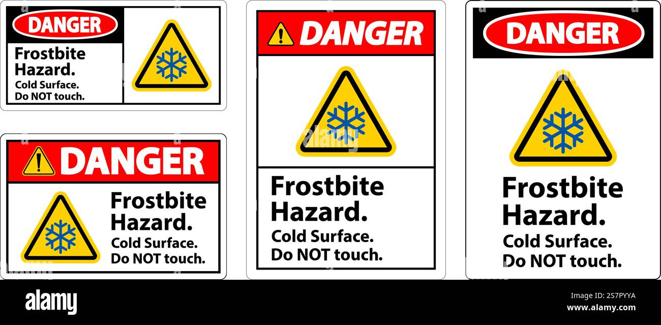 Danger Sign Frostbite Hazard, Do not Touch Cold Surface Stock Vector ...