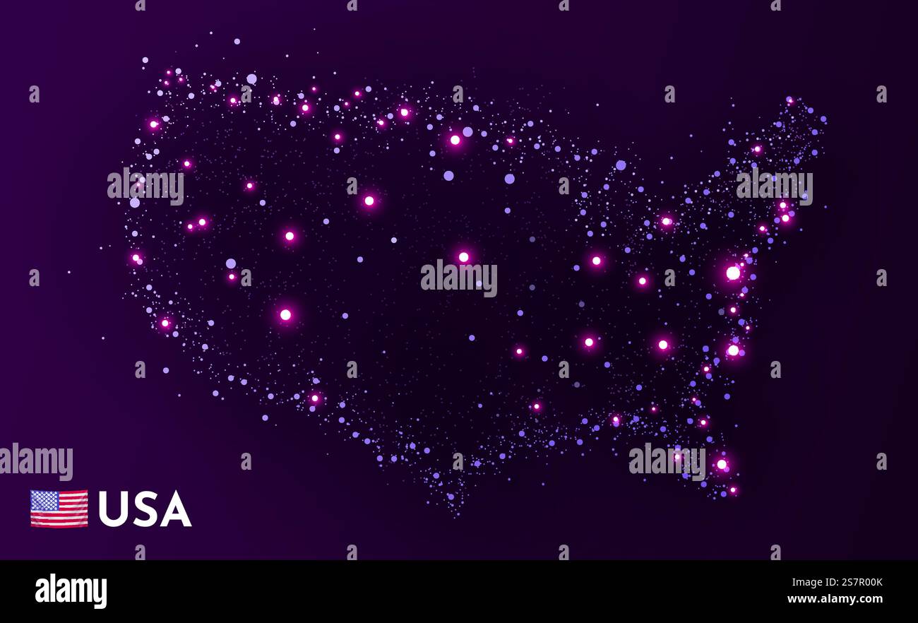 USA map made of stars and dots. Globalization concept. Space view ...