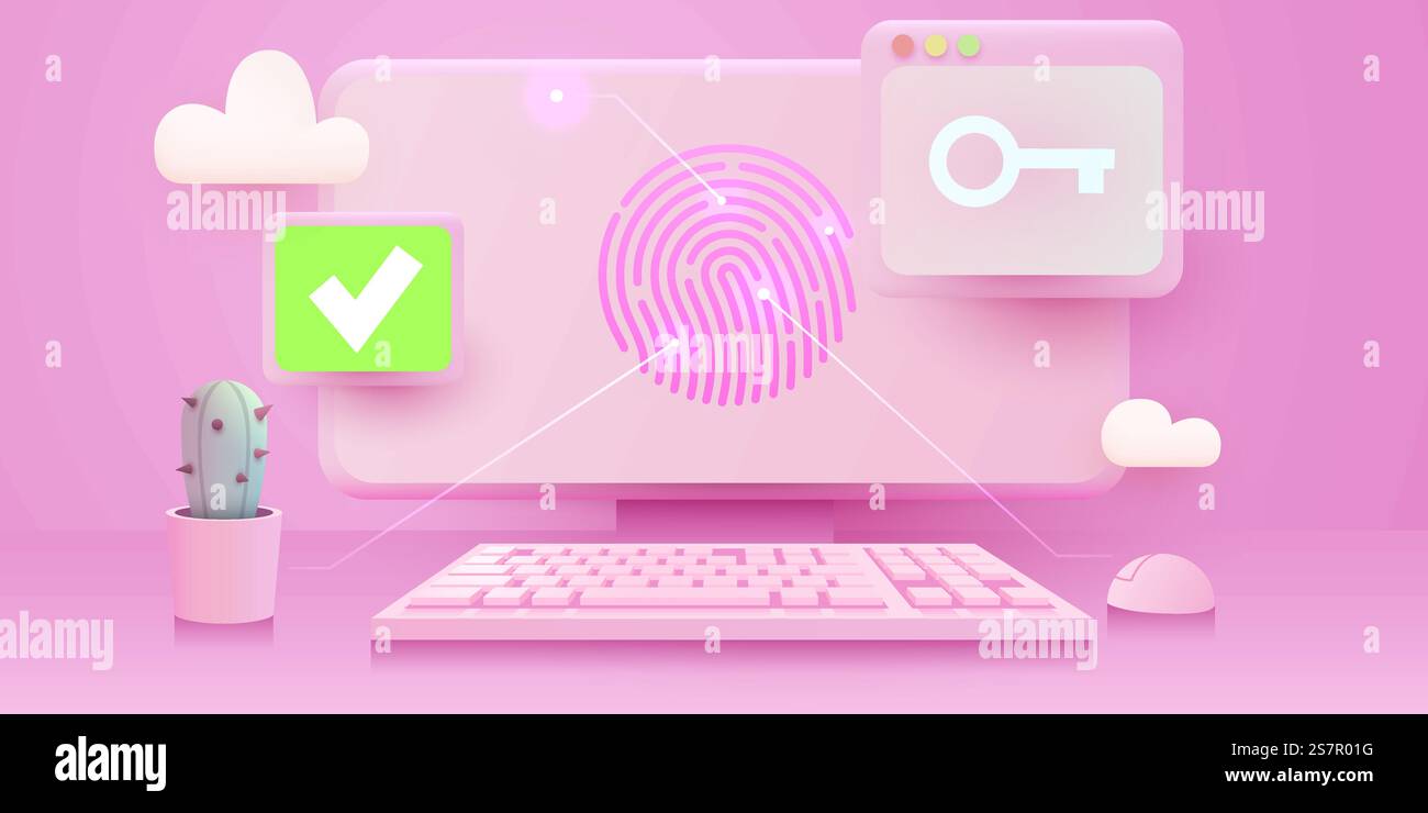 Fingerprint Scan Biometrics Identify Authorization On Computer Data Protection And Security