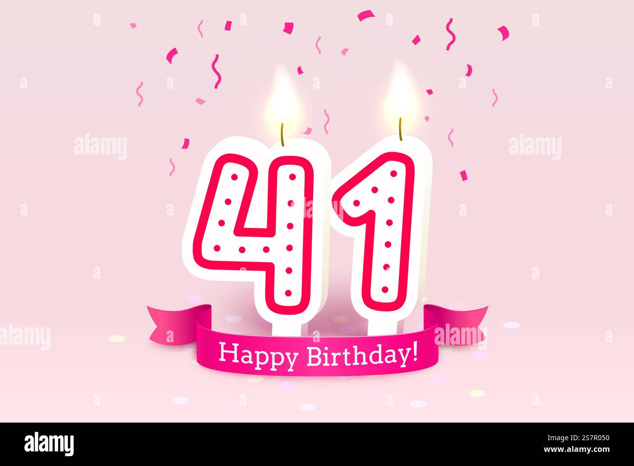 Happy Birthday years. 41 anniversary of the birthday, Candle in the ...