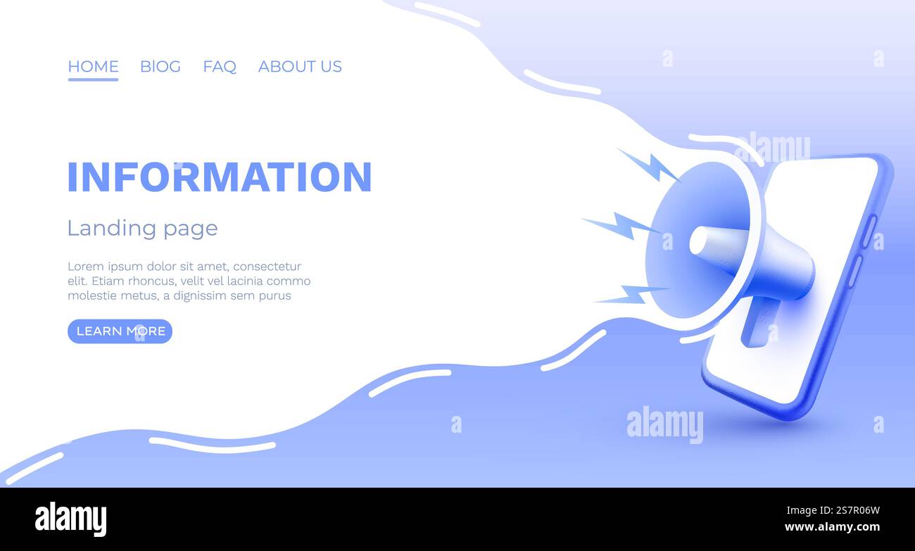 Megaphone landing page banner information, business communication ...