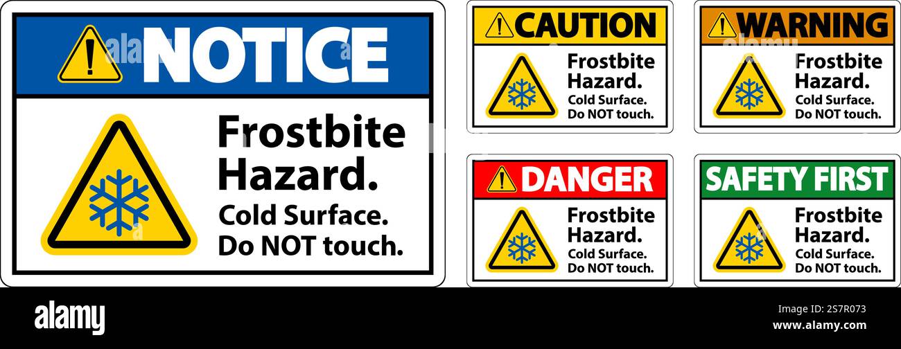Caution Sign Frostbite Hazard, Do not Touch Cold Surface Stock Vector ...