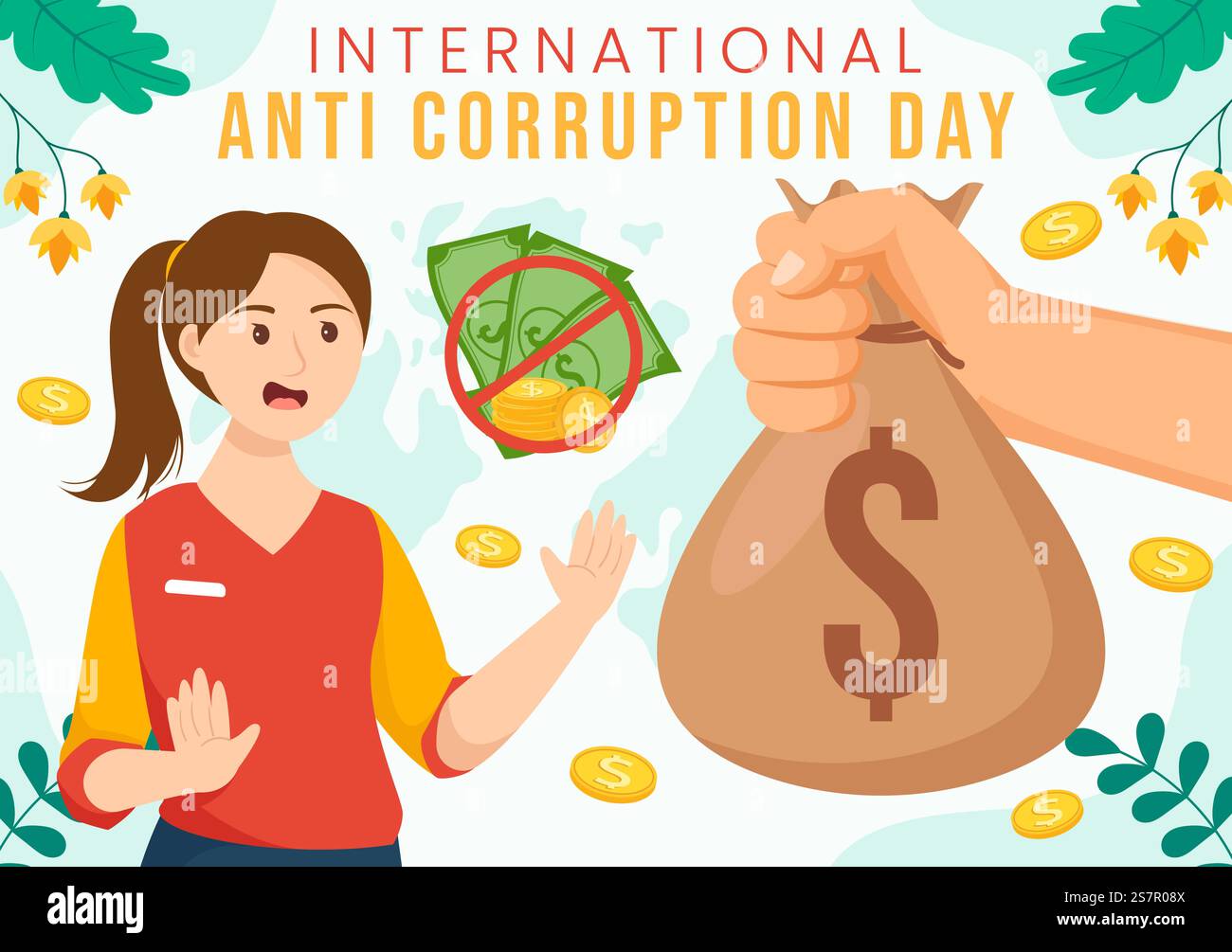 Anti Corruption Day Vector Illustration on 9 December with Stop Give ...