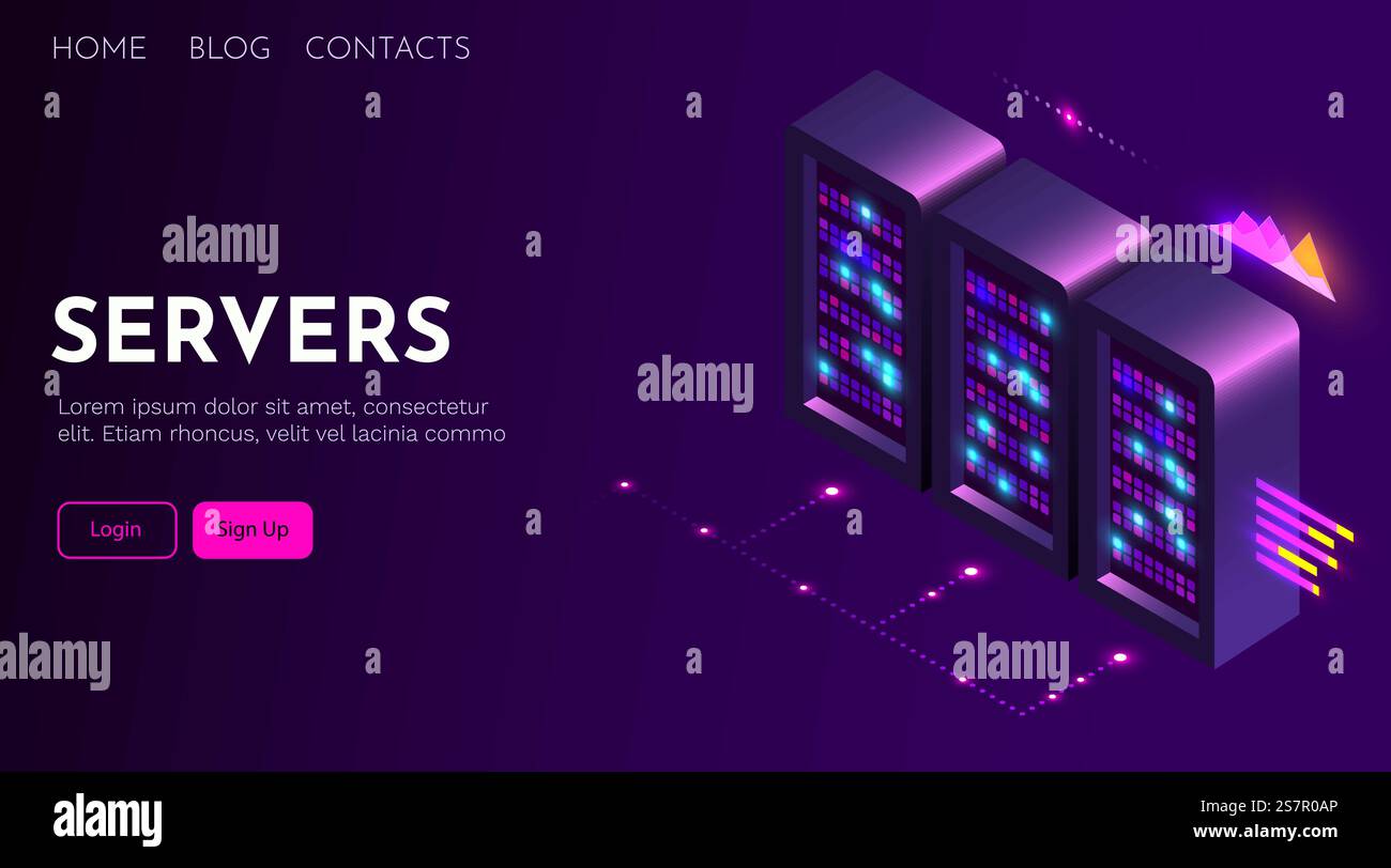 Concept Of Big Data Storage Server Room Database And Data Center Landing Page Template