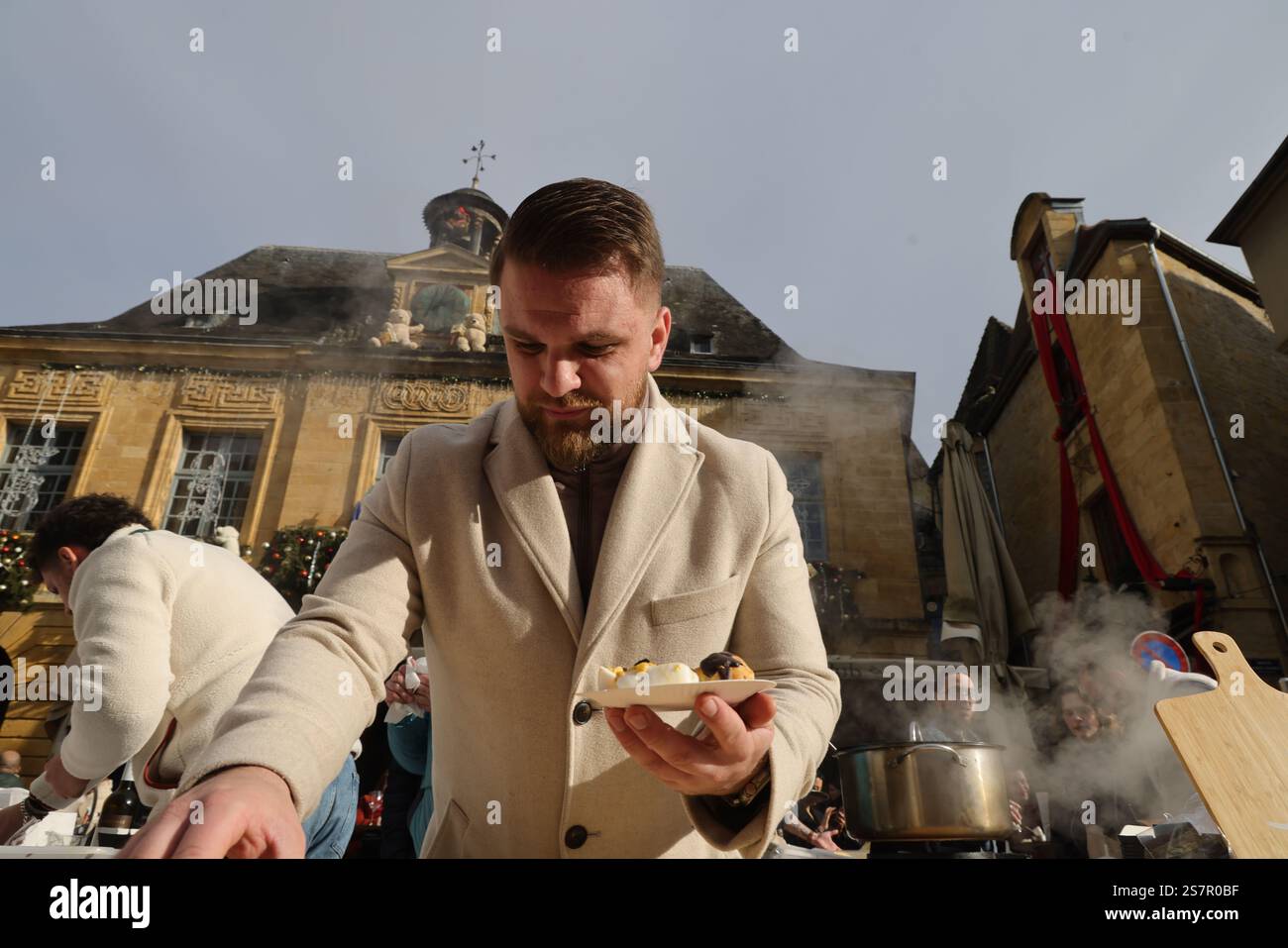 Truffle festival in the medieval town of Sarlat in the Périgord Noir in the southwest of France ...