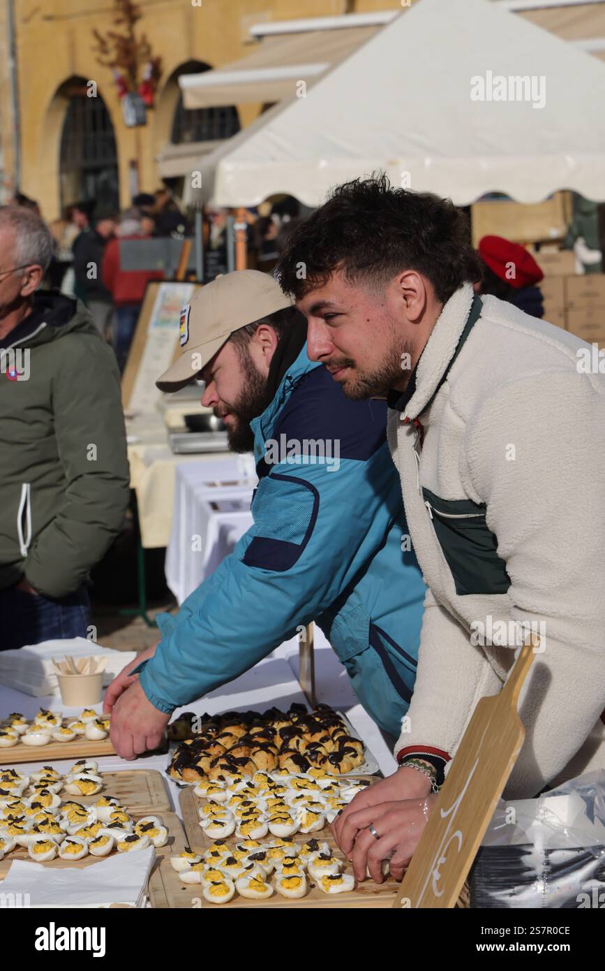 Truffle festival in the medieval town of Sarlat in the Périgord Noir in the southwest of France ...
