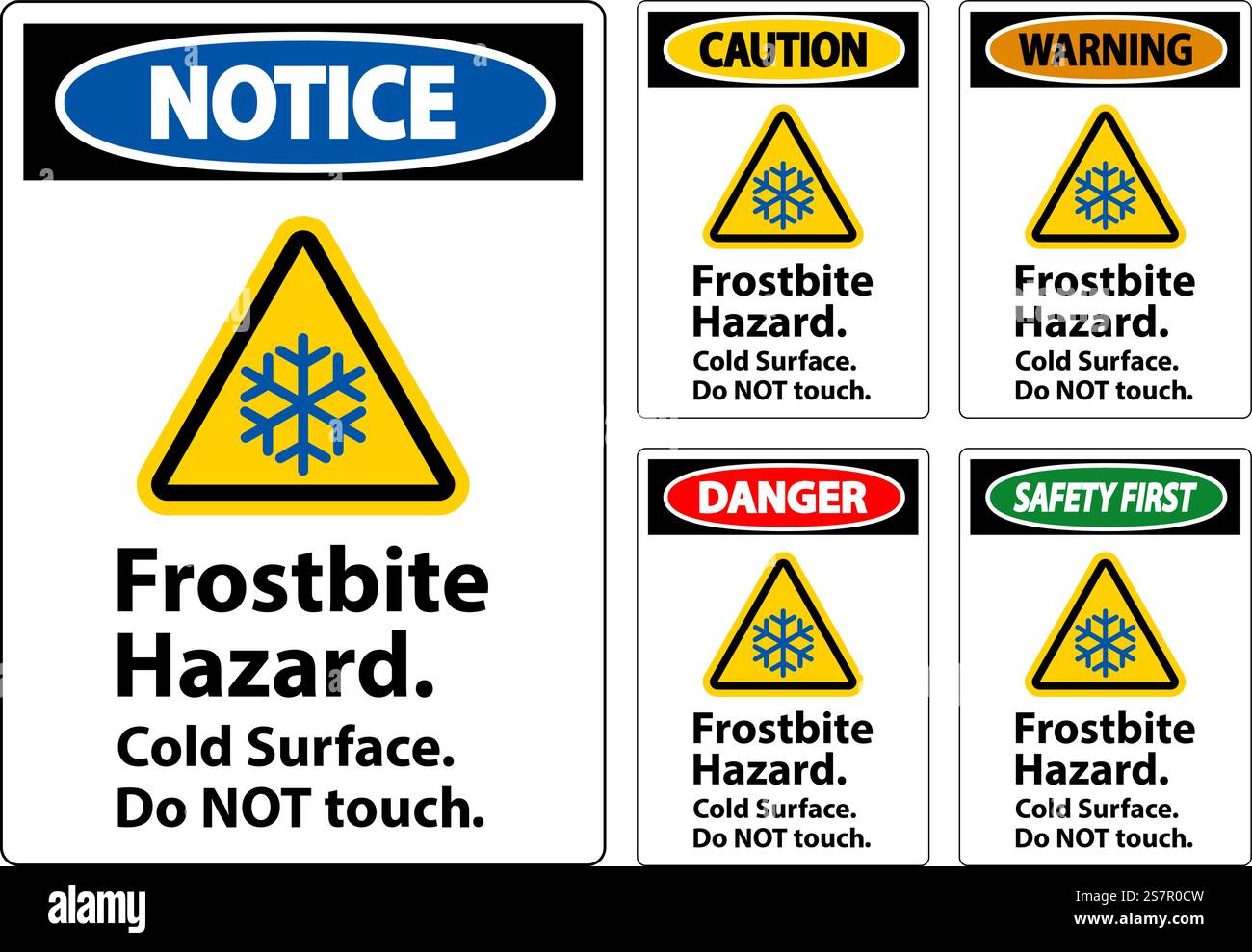 Caution Sign Frostbite Hazard, Do not Touch Cold Surface Stock Vector ...