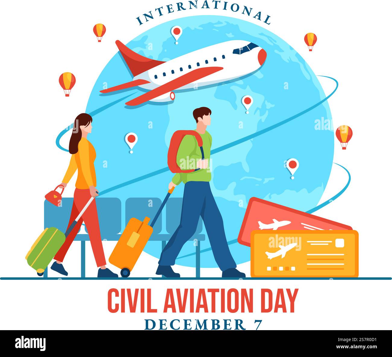 International Civil Aviation Day Vector Illustration on 7 December with ...