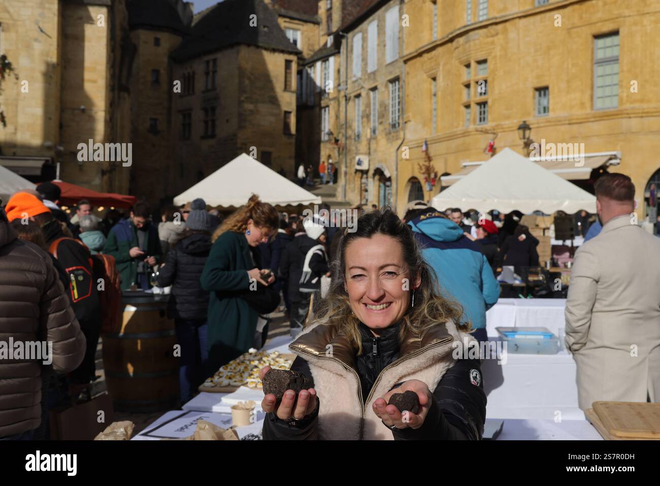Truffle festival in the medieval town of Sarlat in the Périgord Noir in the southwest of France ...