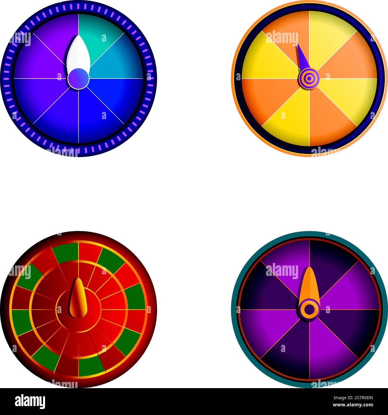 Fortune wheel icons set cartoon vector. Lottery. Raffle concept ...