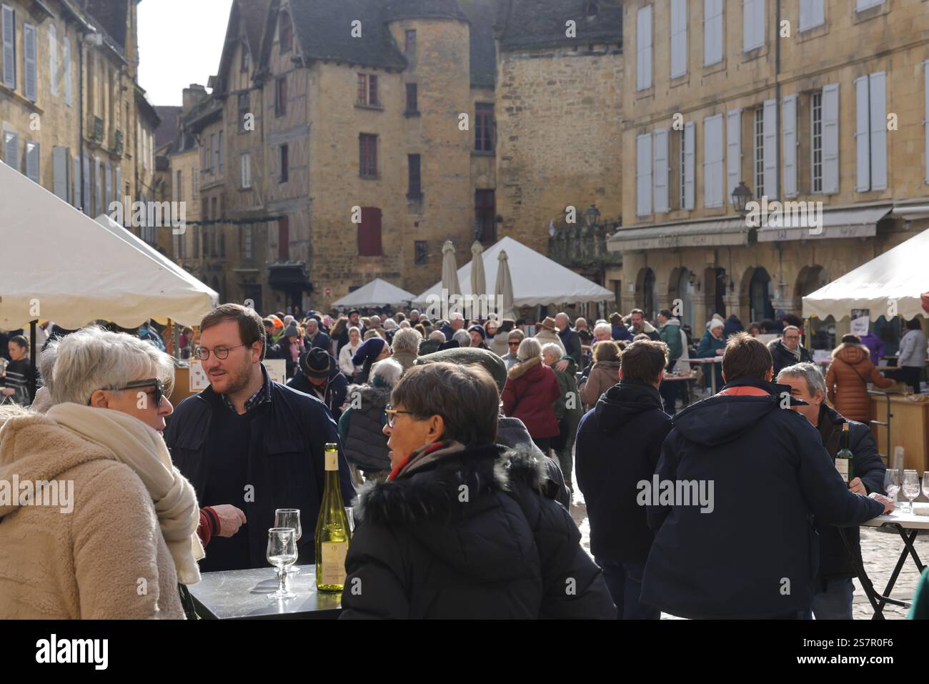 Truffle festival in the medieval town of Sarlat in the Périgord Noir in the southwest of France ...