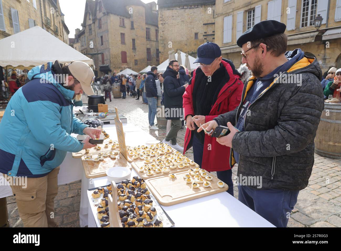 Truffle festival in the medieval town of Sarlat in the Périgord Noir in the southwest of France ...